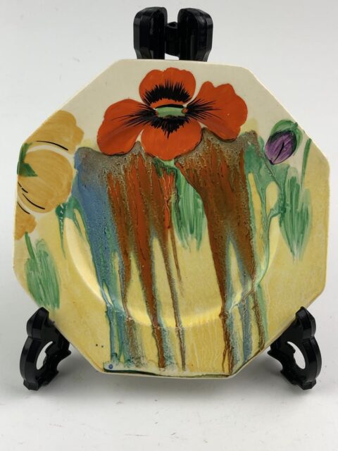 Clarice Cliff DELECIA POPPY small octagonal plate, 14.5cm. Art Deco ...