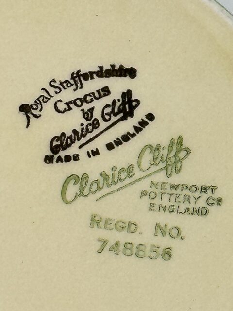Clarice Cliff SPRING CROCUS covered powder dish/cream cheese, circa ...