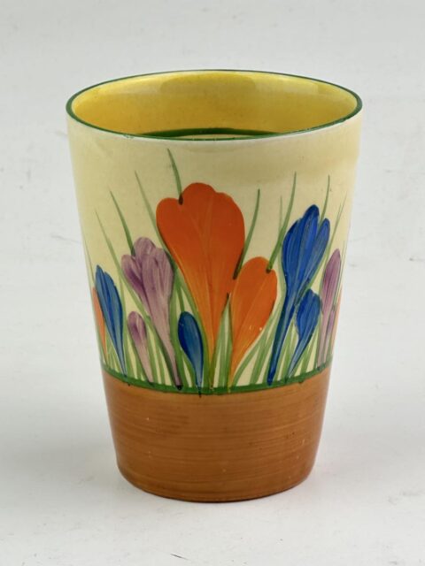 Clarice Cliff CROCUS small beaker, 9.5cm. Hand painted, Art Deco ...