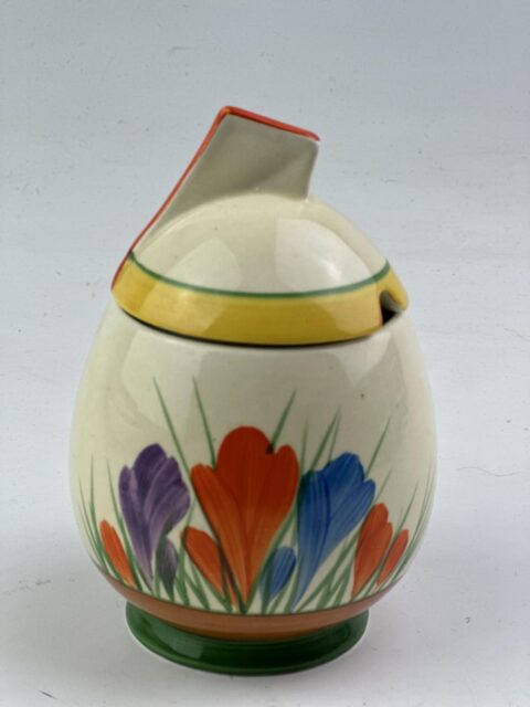 Clarice Cliff CROCUS pattern Daffodil shape preserve pot, 13cm. Art ...