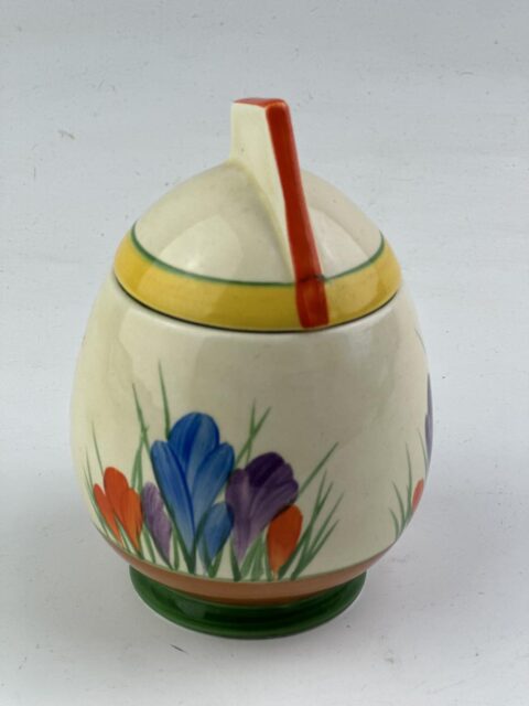 Clarice Cliff CROCUS pattern Daffodil shape preserve pot, 13cm. Art ...