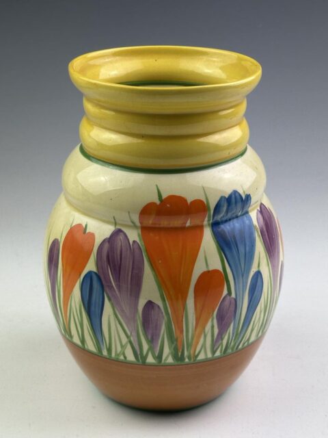Clarice Cliff CROCUS pattern Shape 358 vase. Early version, circa 1929 ...